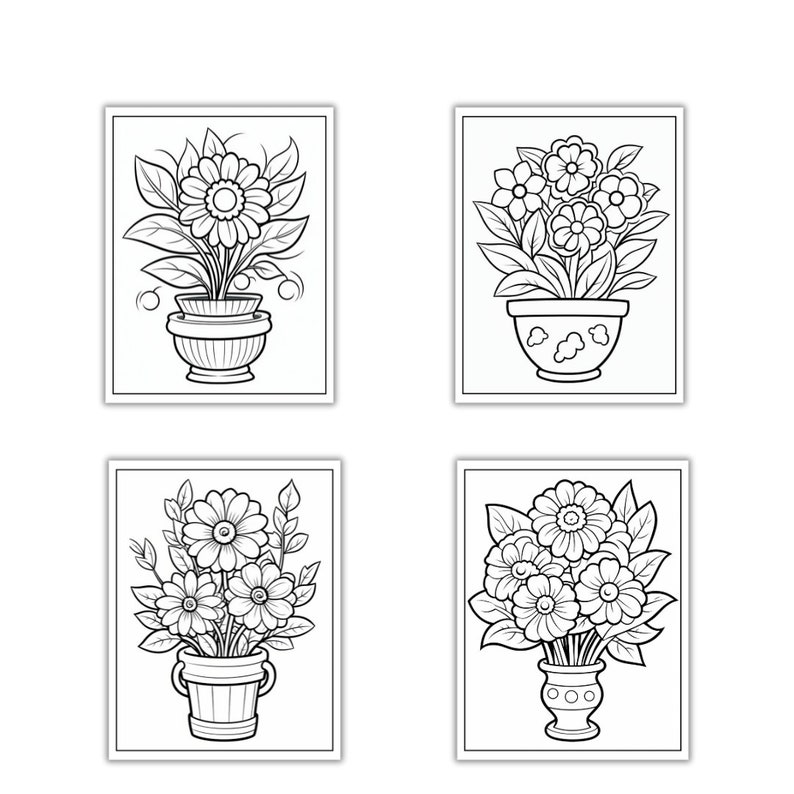 Beautiful Flower Coloring Pages, Printable PDF Coloring Page, Adult and ...