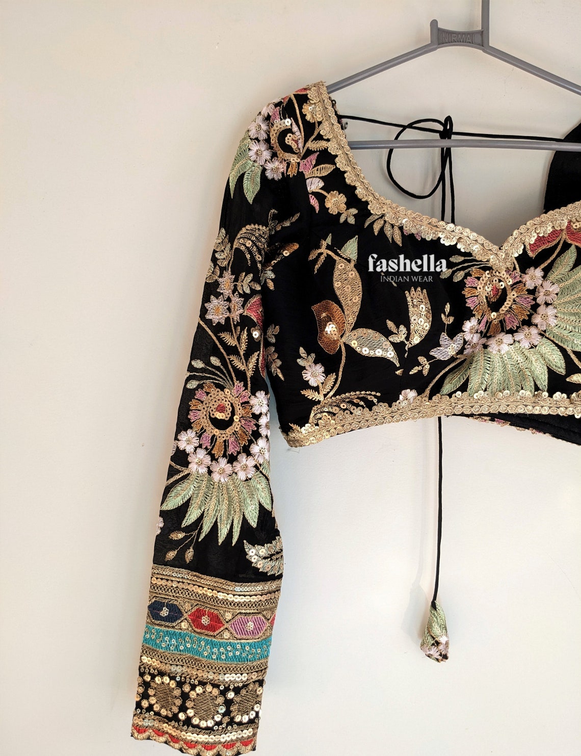 Buy Black Sari Blouse/ Boho Sari Blouse/ Black Gold Blouse/ Indian Sari ...