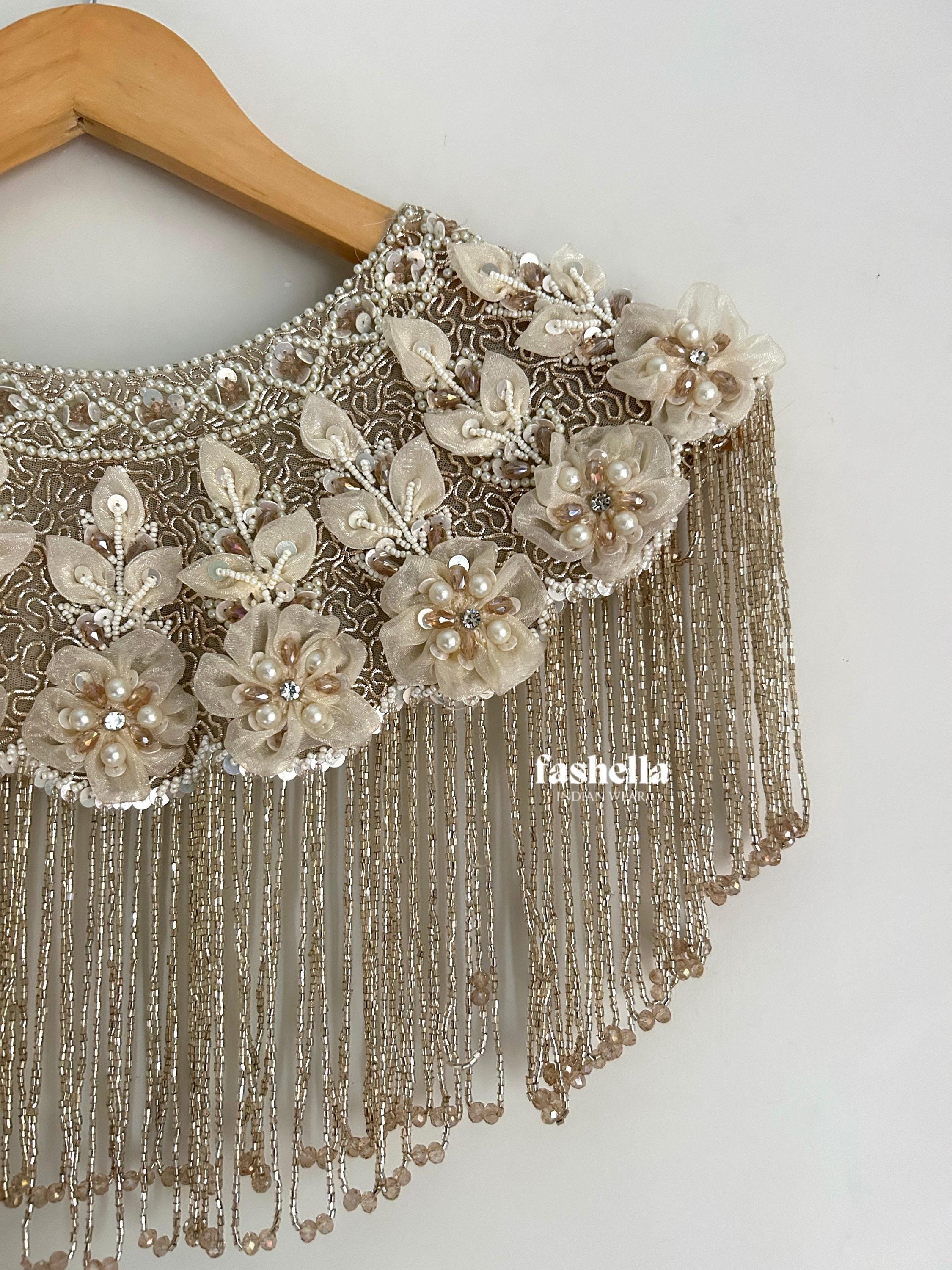 Beaded Beige Shoulder Cape: Indian Fashion Accessory - Etsy