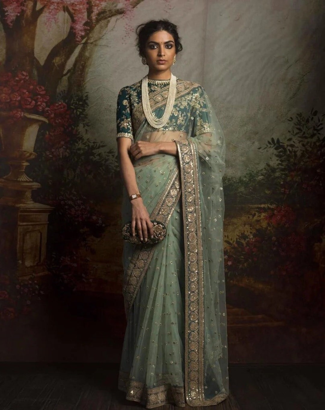 Pastel Green Sari/ Green Saree/ Designer Saree/ Indian Sari Women ...