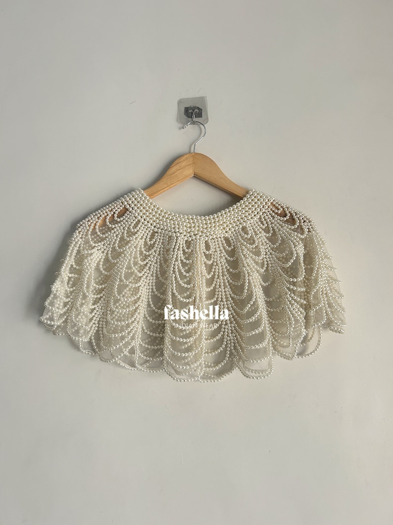 Ivory Pearl Statement Cape - Shoulder Neckpiece Accessory, Pearl Top ...
