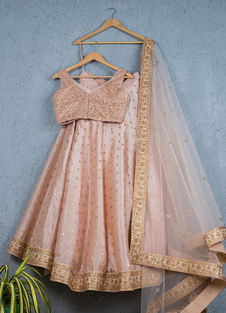 Pink Lehenga Set/ Blush Pink Lehenga/ Pink Gold Lehenga/ - Etsy