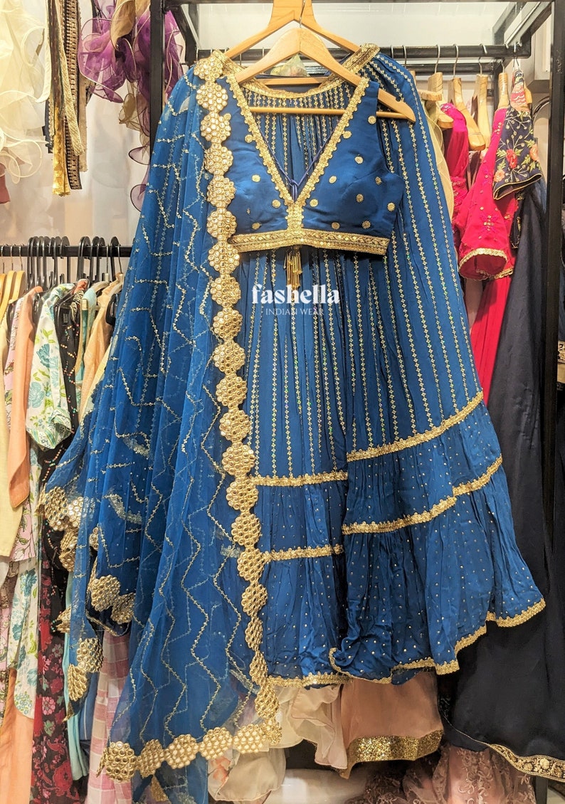 Blue Lehenga/ Teal Blue Lehenga/ Blue Gold Lehenga/ Designer Lehenga ...