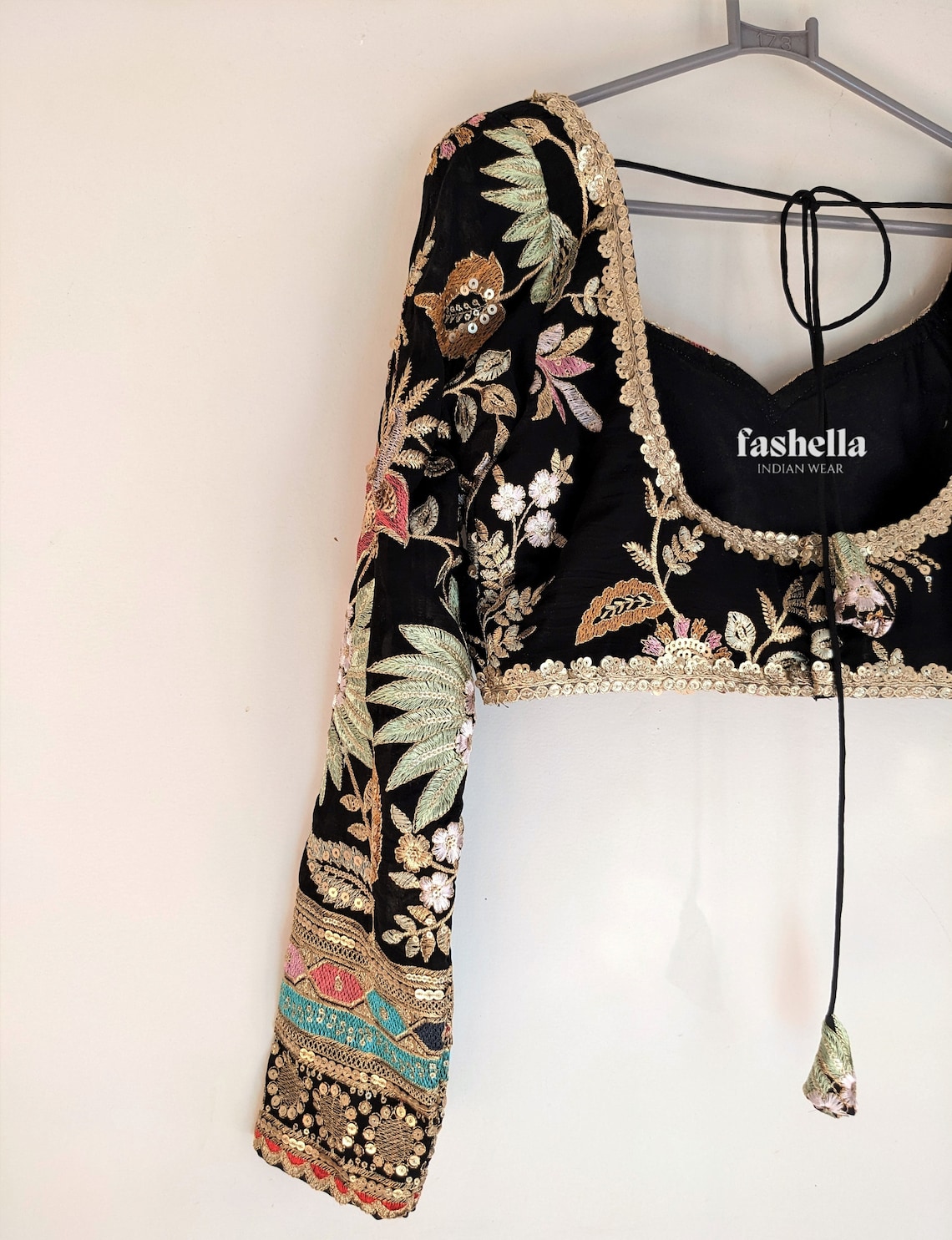 Buy Black Sari Blouse/ Boho Sari Blouse/ Black Gold Blouse/ Indian Sari ...