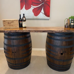 Live Edge Slab Barrel Bar - Etsy