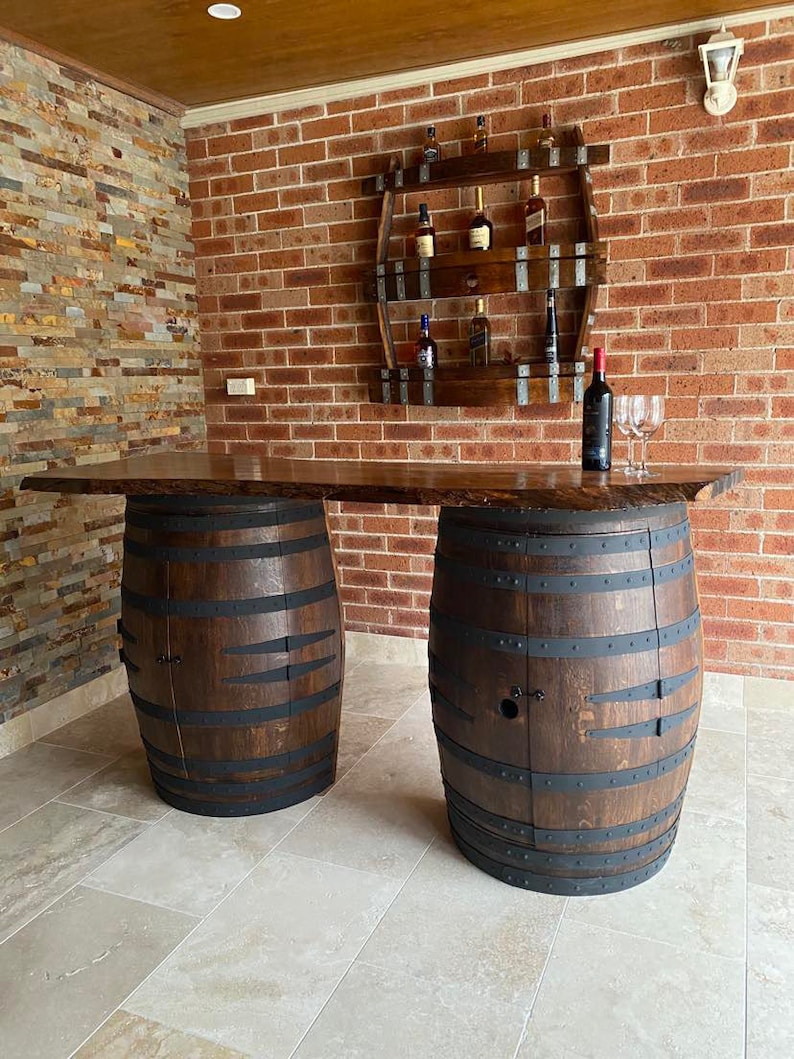 Live Edge Slab Barrel Bar - Etsy