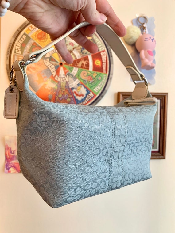 Y2k Coach Icy Blue and White Shoulder Bag in Signature Coach - Etsy