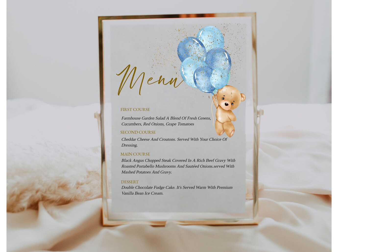 Printable Baptism Menu, Bear Menu, Bear Baotism, Birthday Menu Template ...