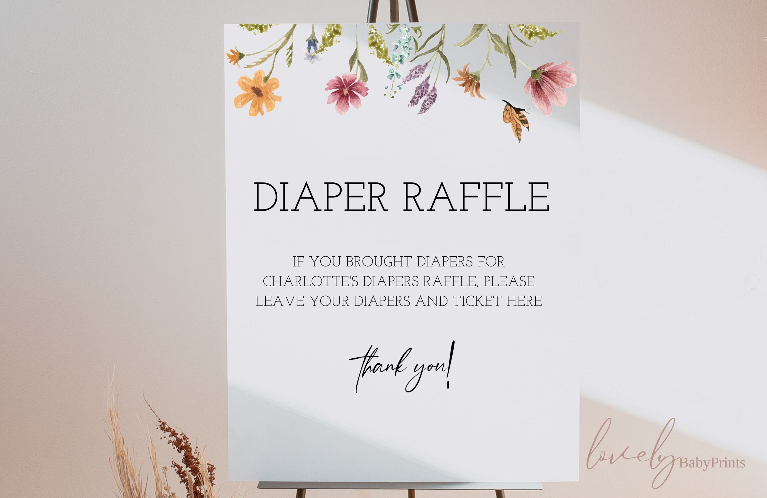 Wildflower Diaper Raffle Printable Baby Shower Diaper Raffle - Etsy