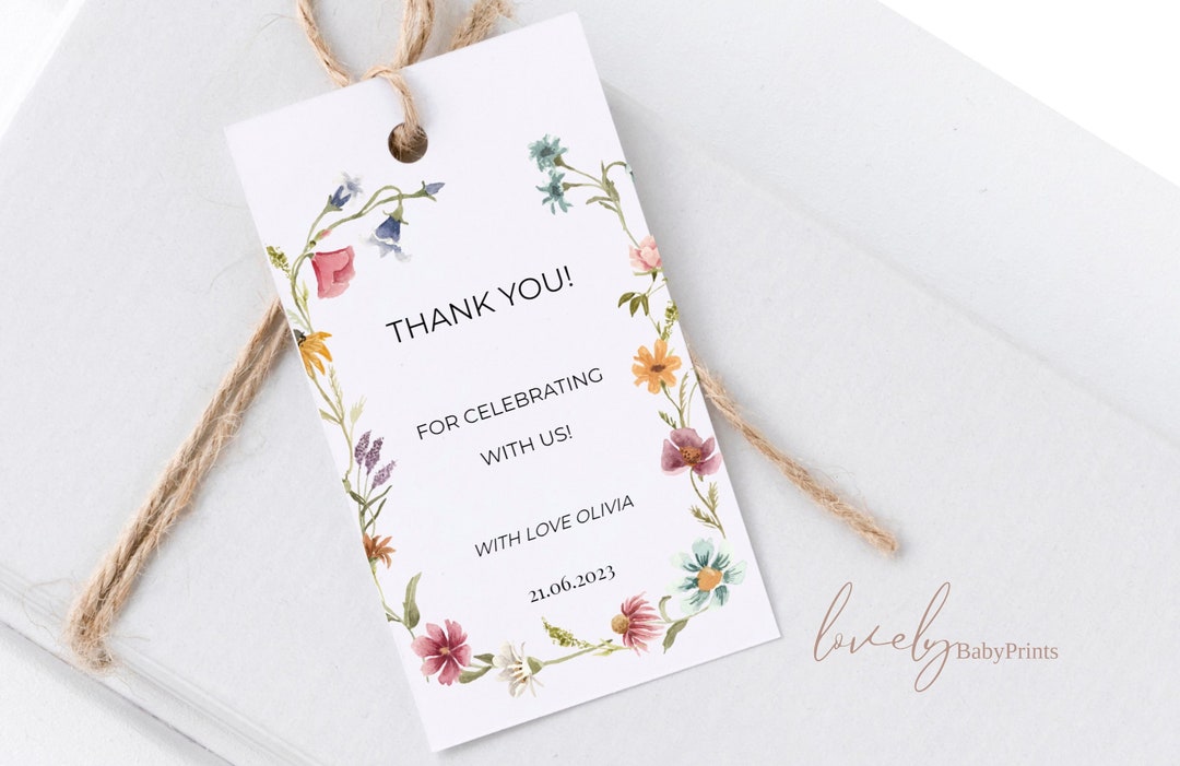 Wildflower Gift Tag, Wildflower Birthday Party Favors, Favor Thank You ...