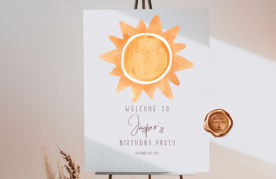Sunshine Welcome Sign, Birthday Welcome Sign, Sun 1st Birthday Welcome ...
