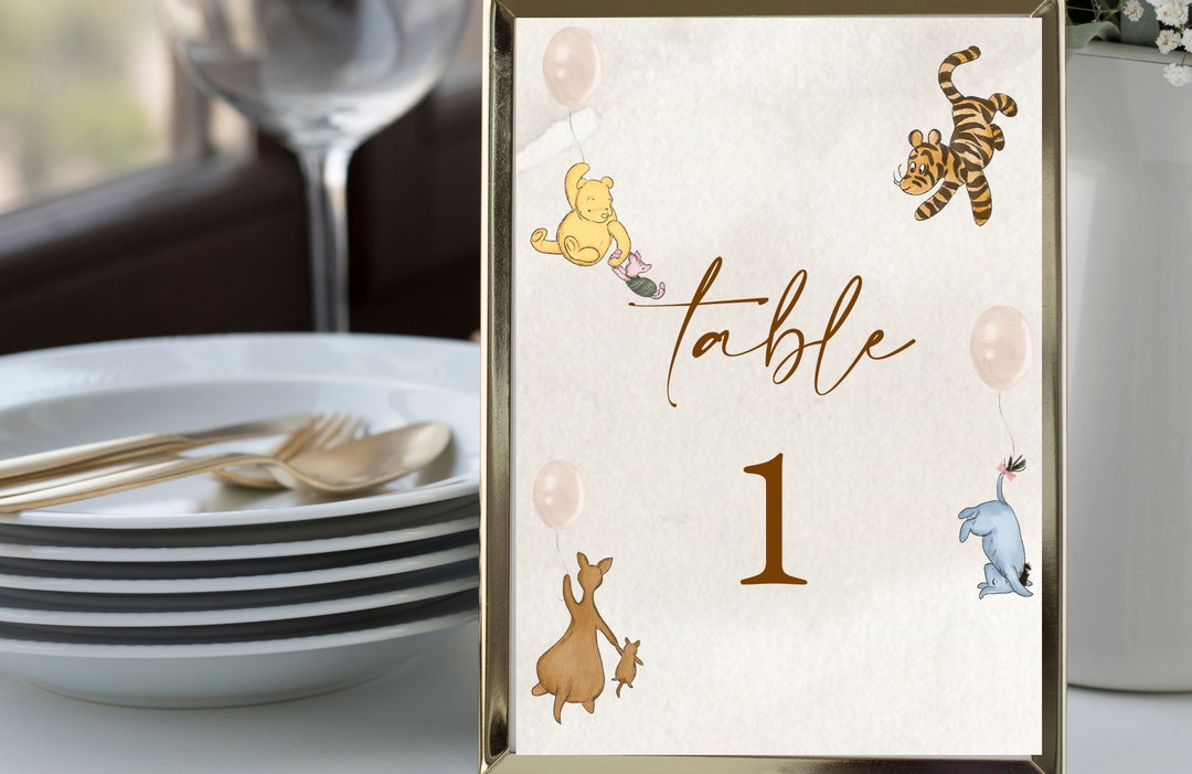 Winnie the Pooh Table Numbers, Table Decorations, Pooh Bear Balloons ...