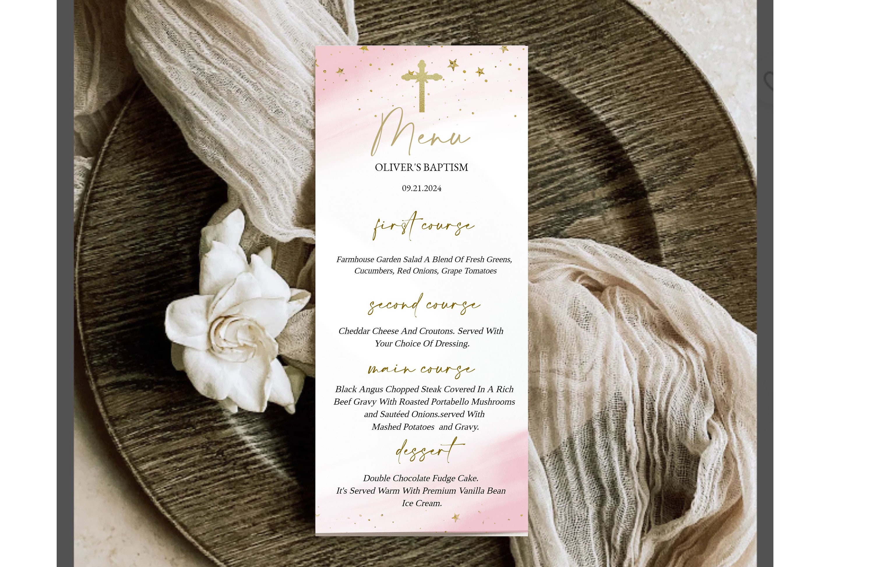 Modèle de menu de baptême, menu de table de baptême imprimable, cartes ...