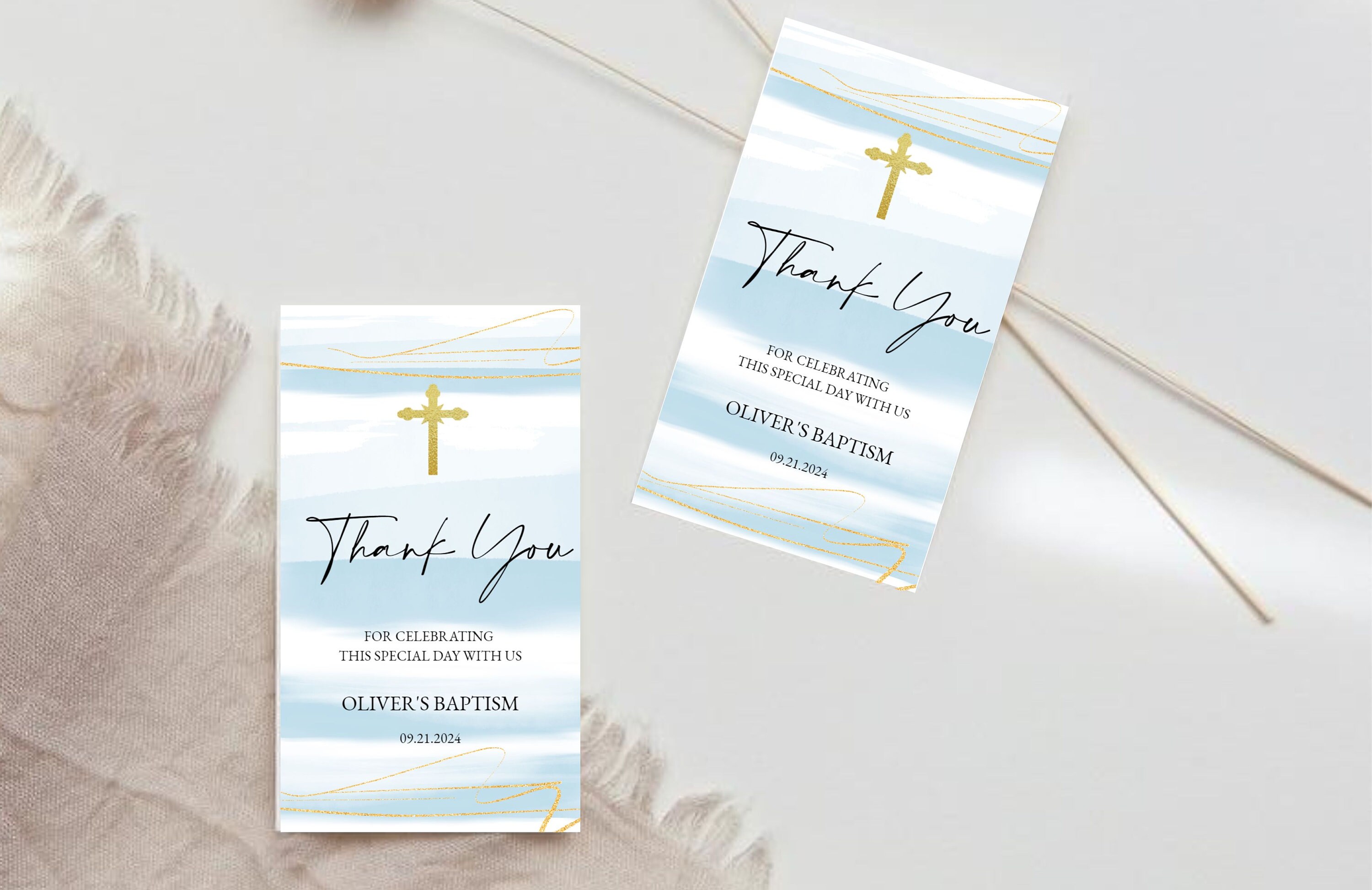 Baptism Favor Tag Template, Blue and Gold , Christening Gift Tags ...