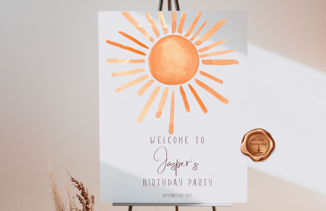 Birthday Welcome Sign, Sun Welcome Sign, Sun 1st Birthday Welcome Sign ...