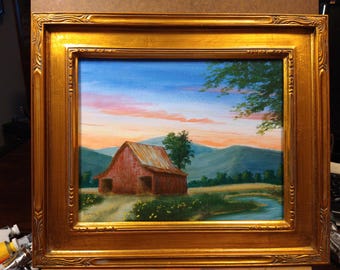 Kentucky Sunrise Original Oil Painting, Landscape, 8x10 on Panel, FRAME ...