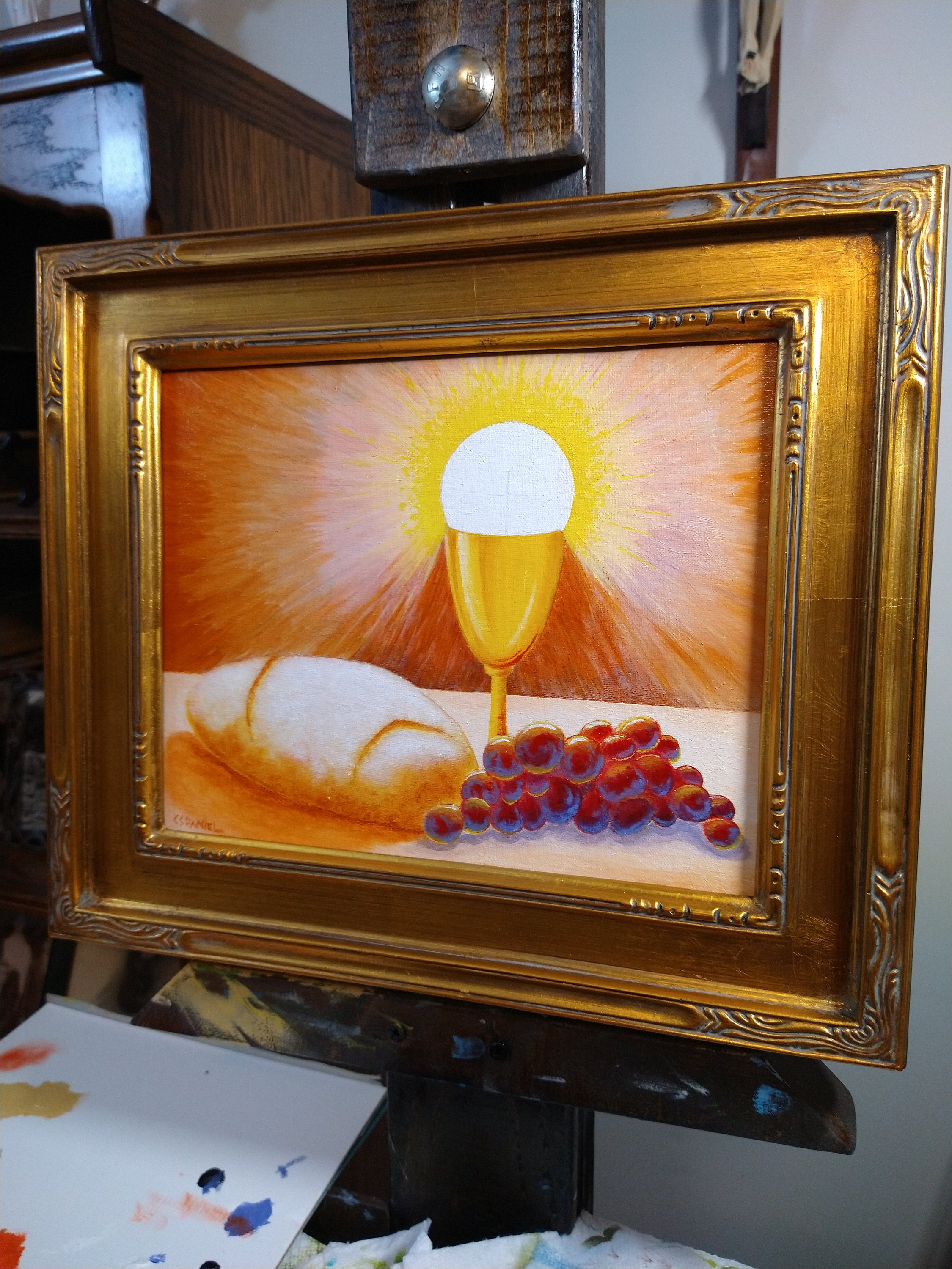 Catholic Eucharist Original Oil Painting on Panel, Religious 8x10 FRAME ...