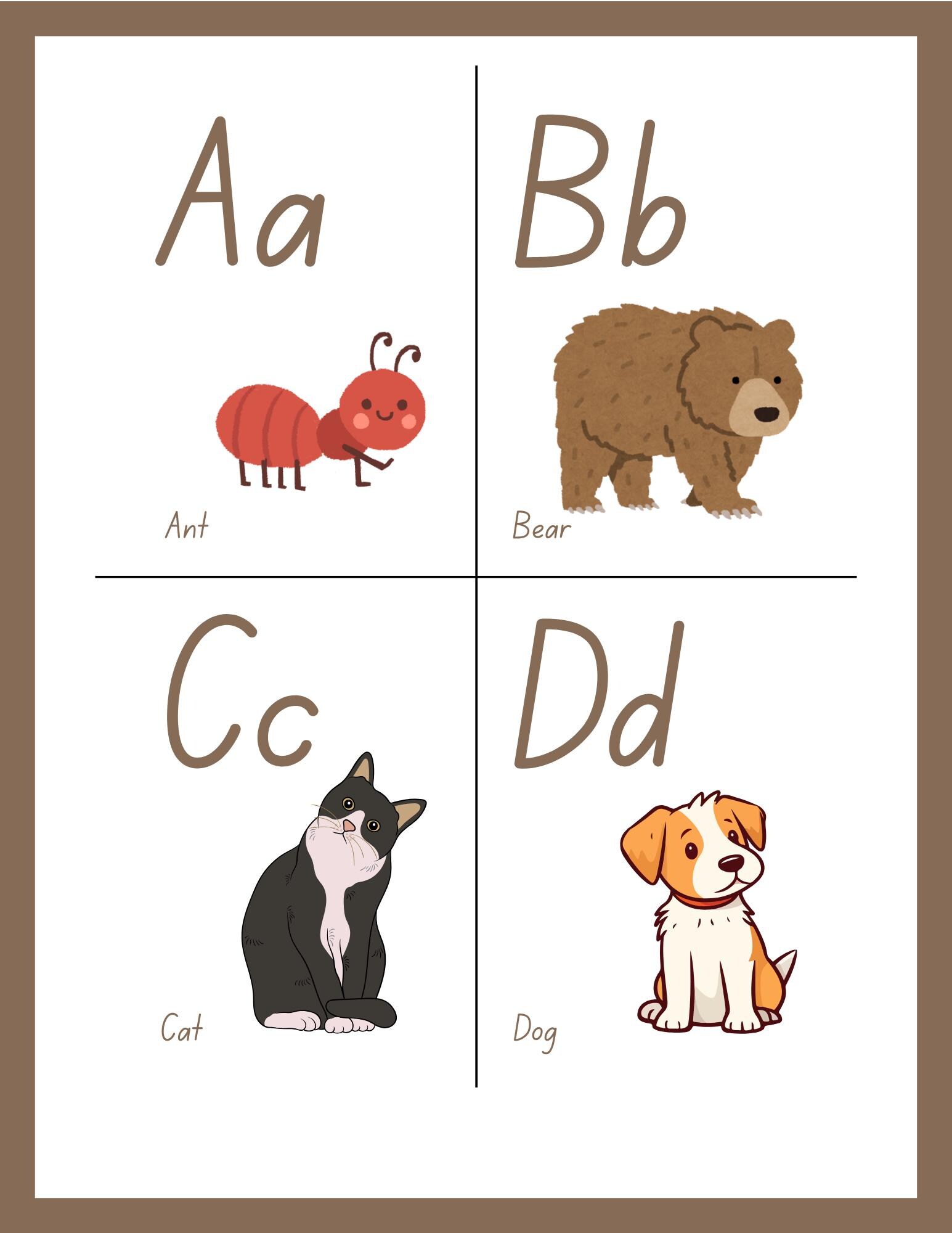 Printable ABC Animal Flashcards | A–Z Animals | Alphabet Cards for ...
