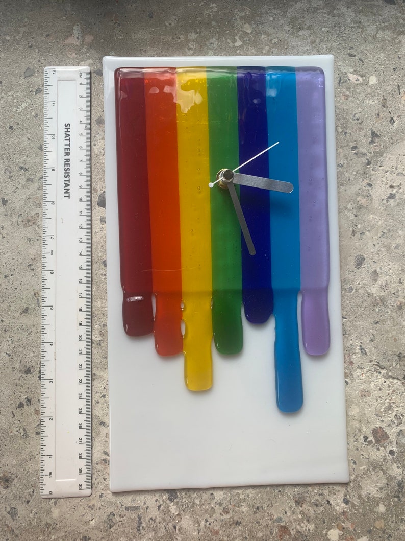 Large Rainbow Drip Clock - Etsy