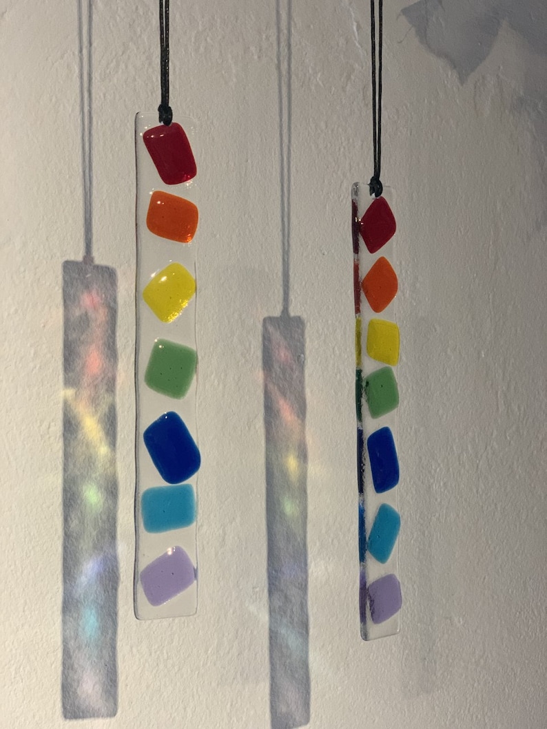 Fused Glass Rainbow Suncatcher (wish Stick) - Etsy