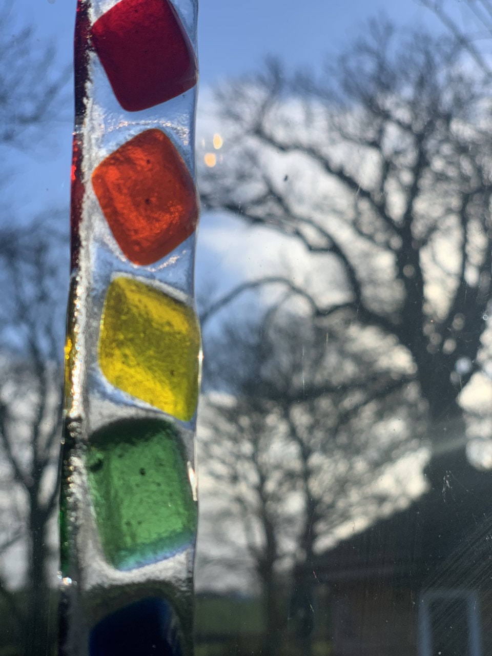 Fused Glass Rainbow Suncatcher (wish Stick) - Etsy
