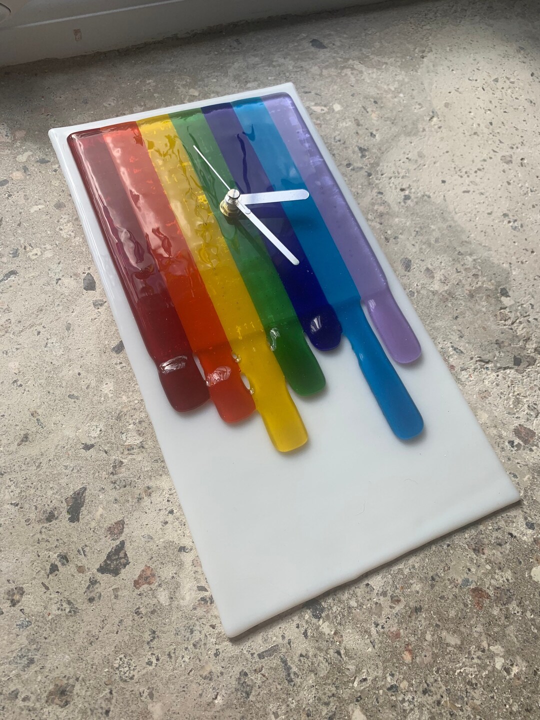 Large Rainbow Drip Clock - Etsy