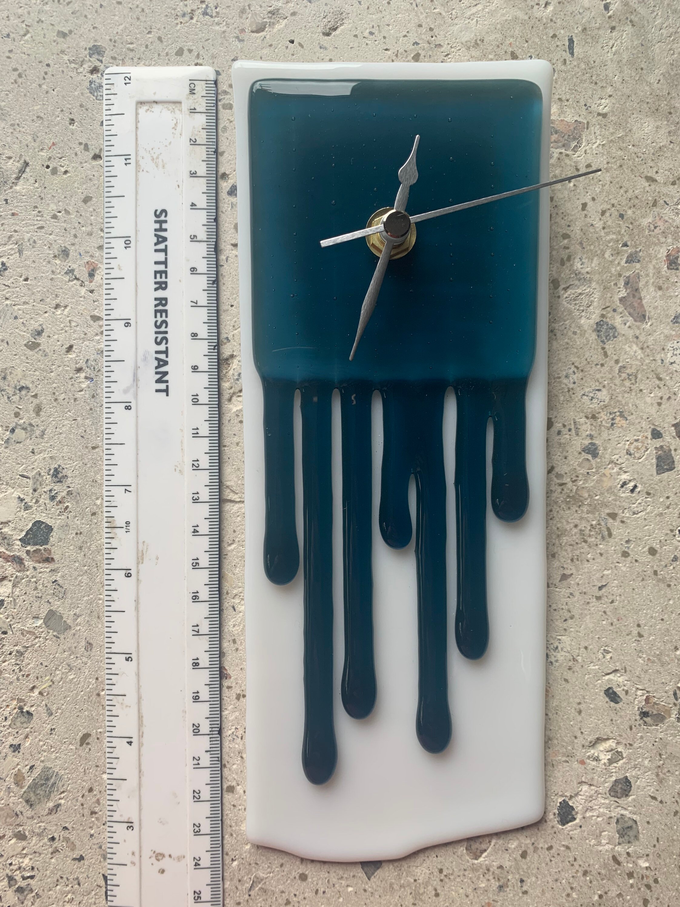 Fused Glass Blue Drip Clock - Etsy