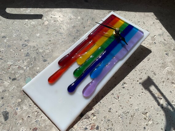 Rainbow Drip Clock - Etsy