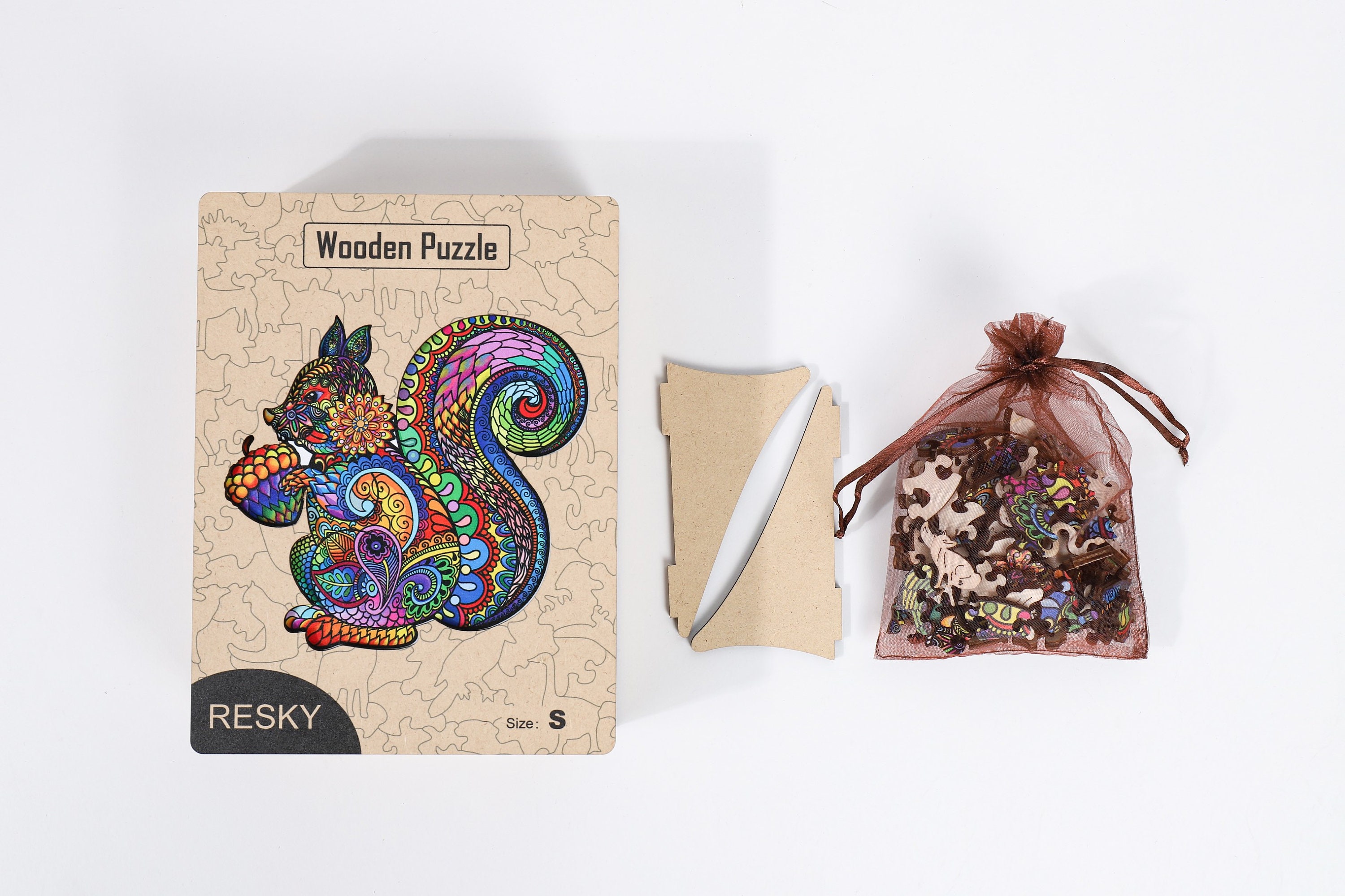 Wood Jigsaw Puzzle - the Happy Squirrel 88 Pcs - Medium Difficulty - Etsy