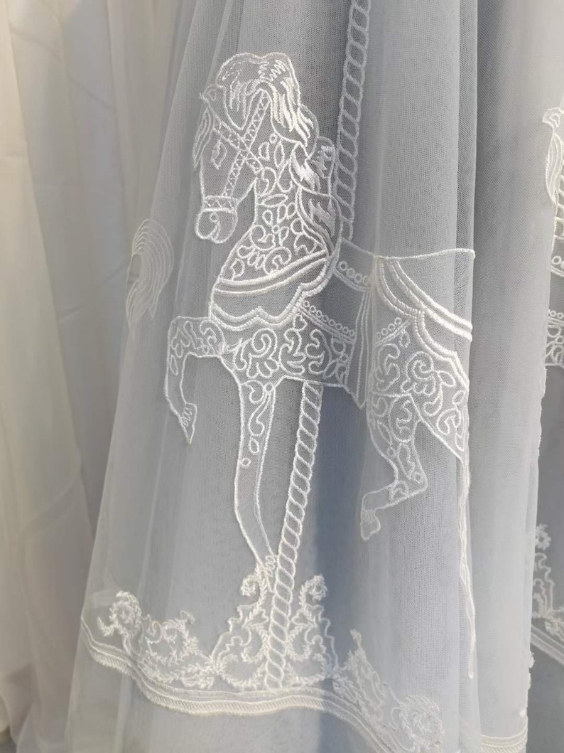 Blue Midi Wedding Dress With Horse Embroidery | Delphine - Etsy