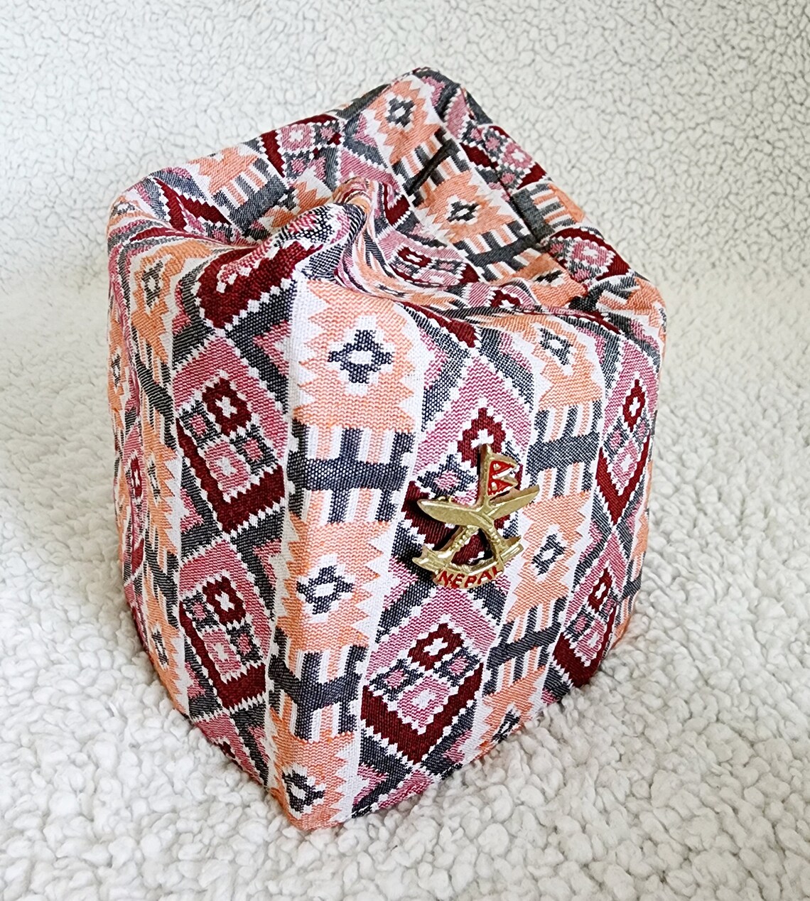 Nepali Dhaka Topi – Palpali Hat With Pin Nepal - Etsy