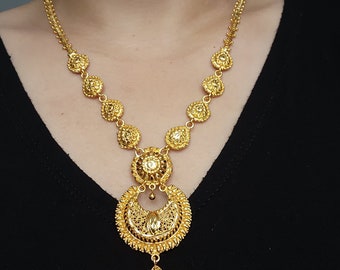 LN147 Hyderbadi Jadau Chandan Rani Haar in Gold Plating - Etsy