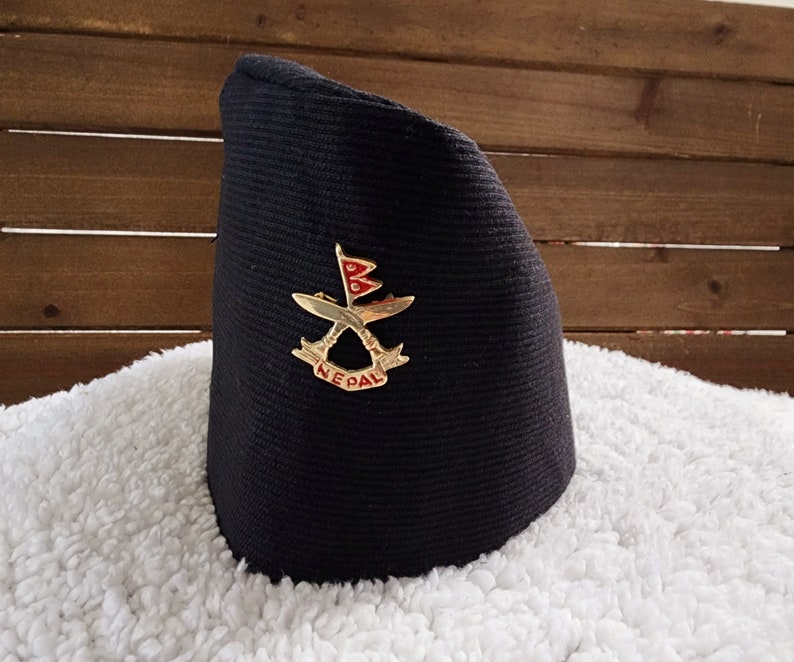 Nepali Kalo Topi With Signature Pin Nepal and Khukuri - Etsy