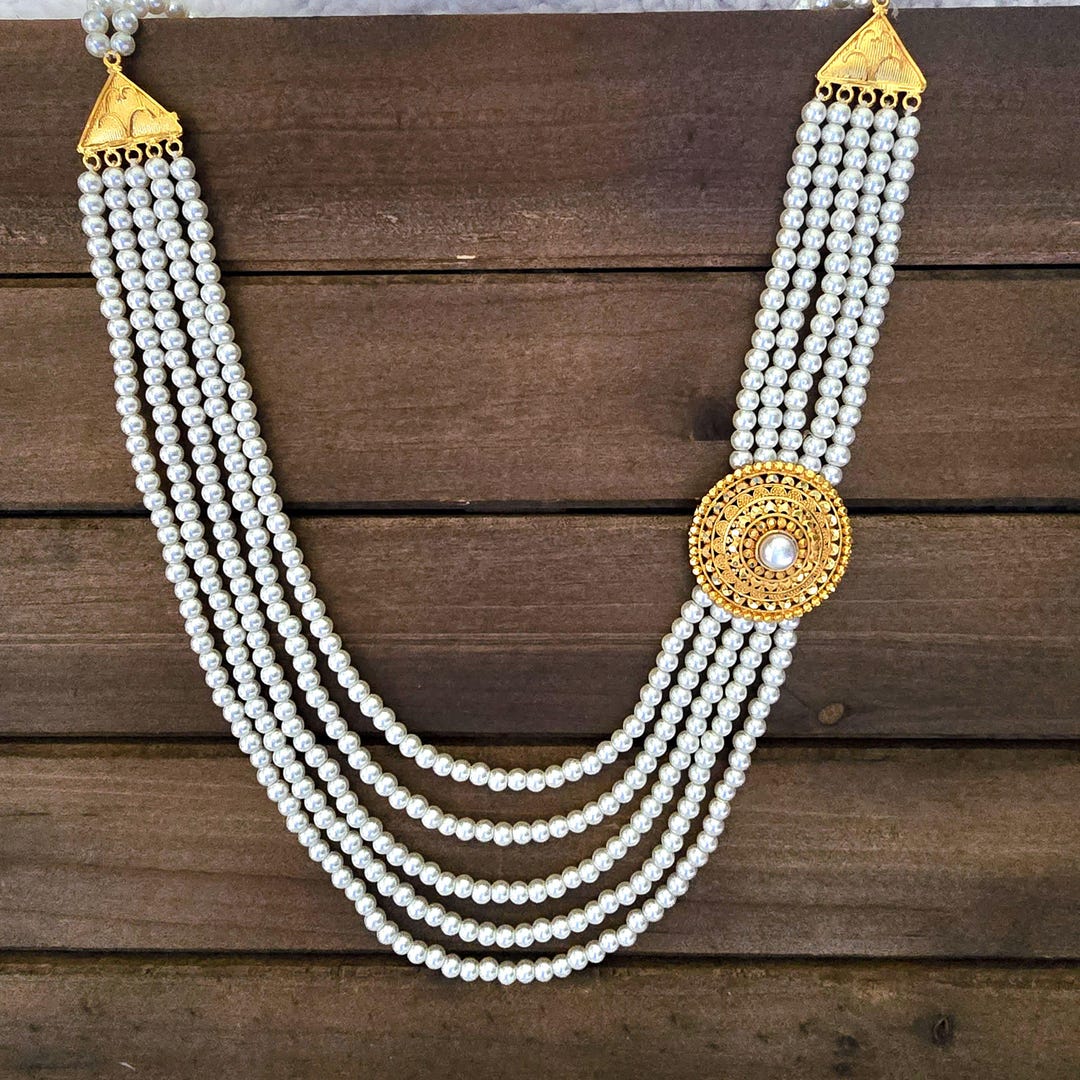 Gold Plated Chandra Haar( Pearl Layer Necklace) - Etsy