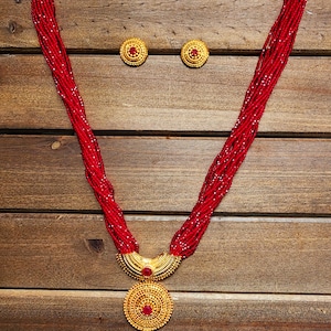 Gold Plated Nepali Style Mangalsutra Set With Hydro Pote - Etsy