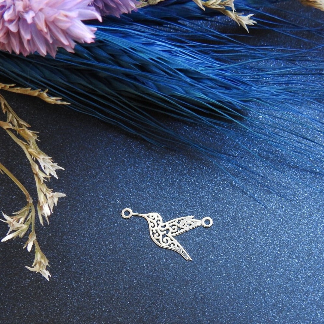 Charm Connector Hummingbird Open-work Silver 925 - Etsy