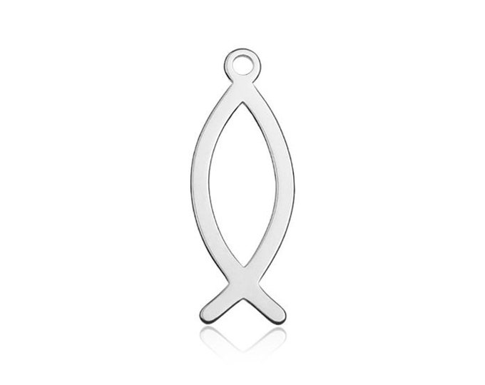 Sterling Silver Small Christian Fish Ichthys Charm Ichthus Solid .925 ...