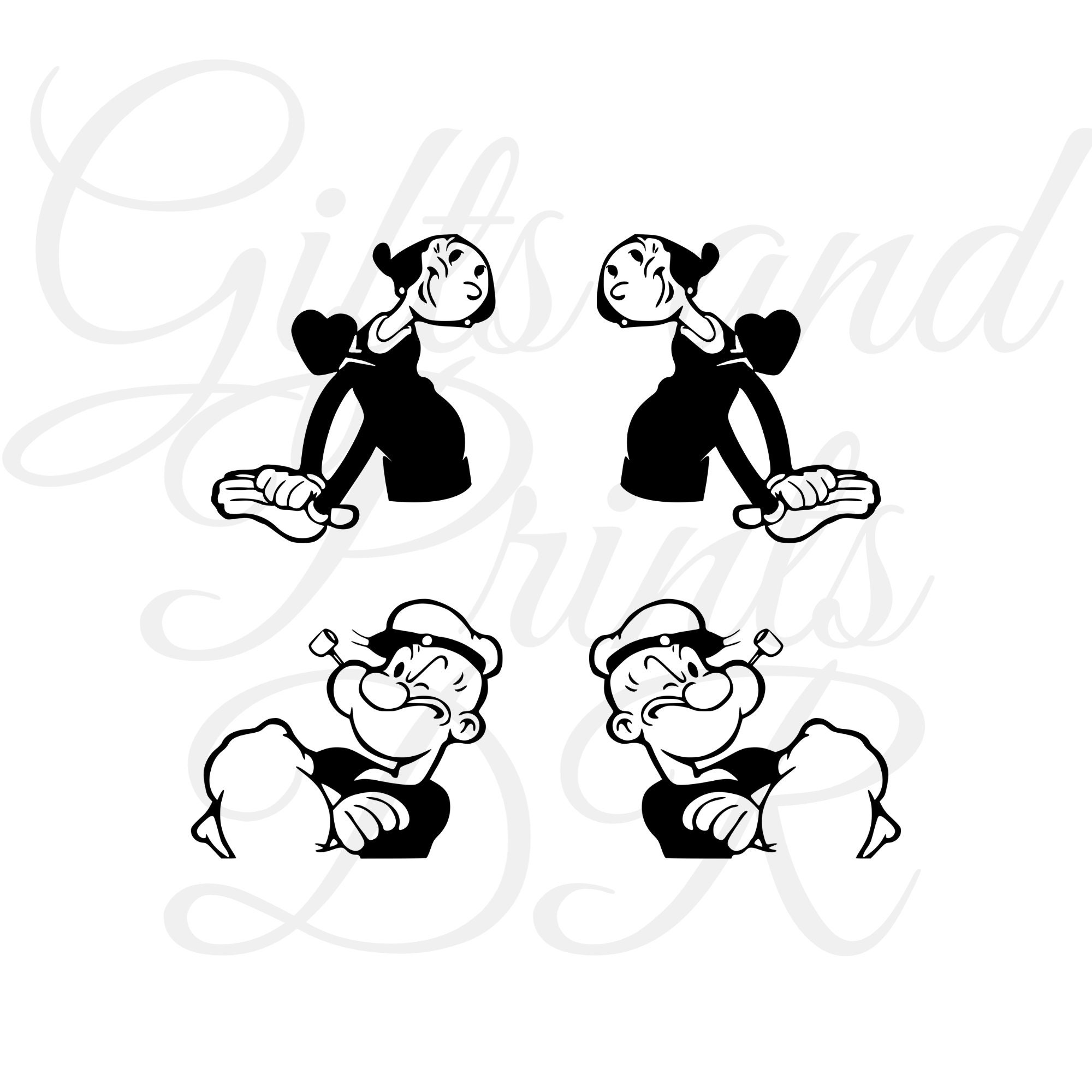 Popeye Car Stiker Popeye And Olive Oyl Set Of 2 Vinyl Car Etsy Australia