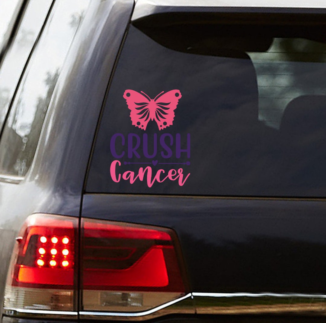 Crush Cancer Bumper Sticker. Vehicle Decal. Awareness Sticker. Breast ...