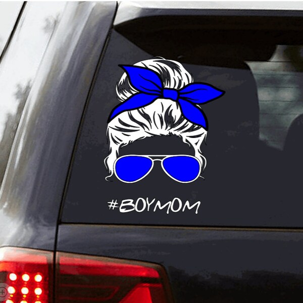 Boy Mom Messy Bun Sticker Decal - Etsy
