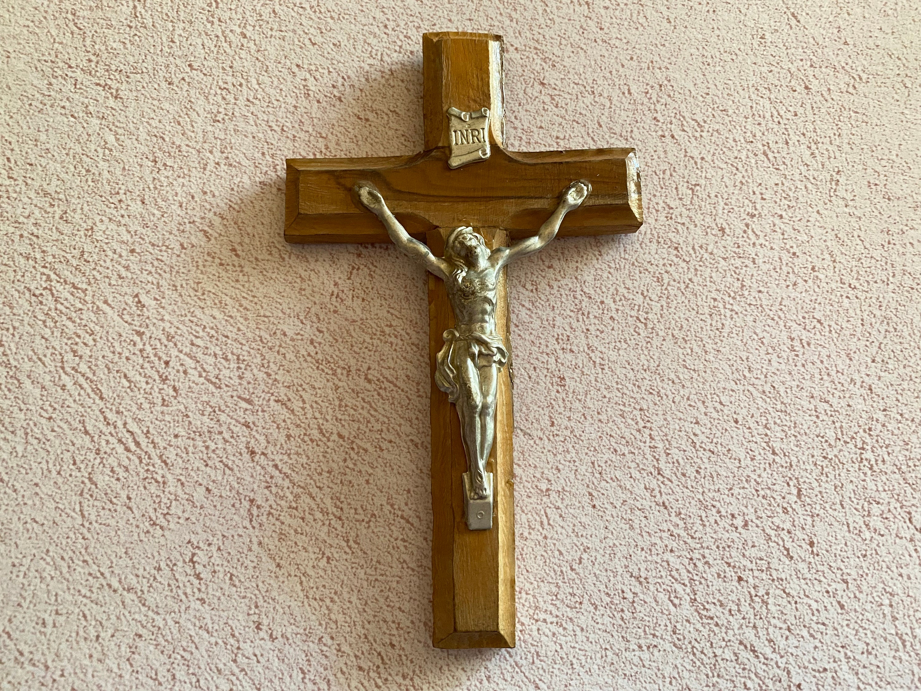 Vintage Small Wooden Cross With Metal Figure of Jesus Catholic Crucifix ...