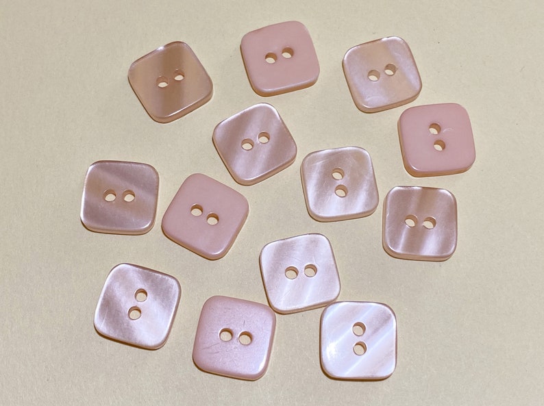 Materials Buttons & Closures 13 Vintage Square Buttons Pink Plastic 2 ...