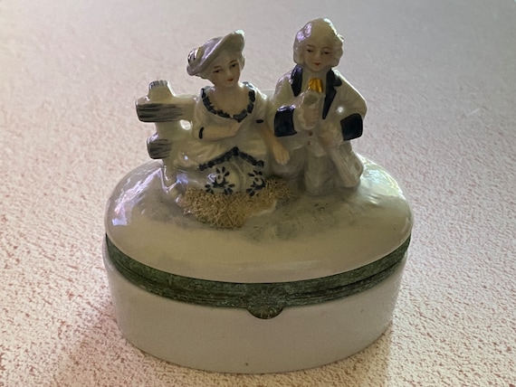 Vintage Porcelain Music Box Small Ceramic Jewelry Trinket Box - Etsy