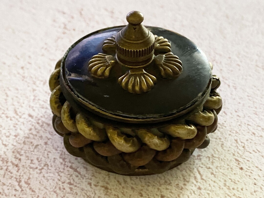 Vintage Small Trinket Box Art Deco Ring Box Brass Copper Bronze Braid ...