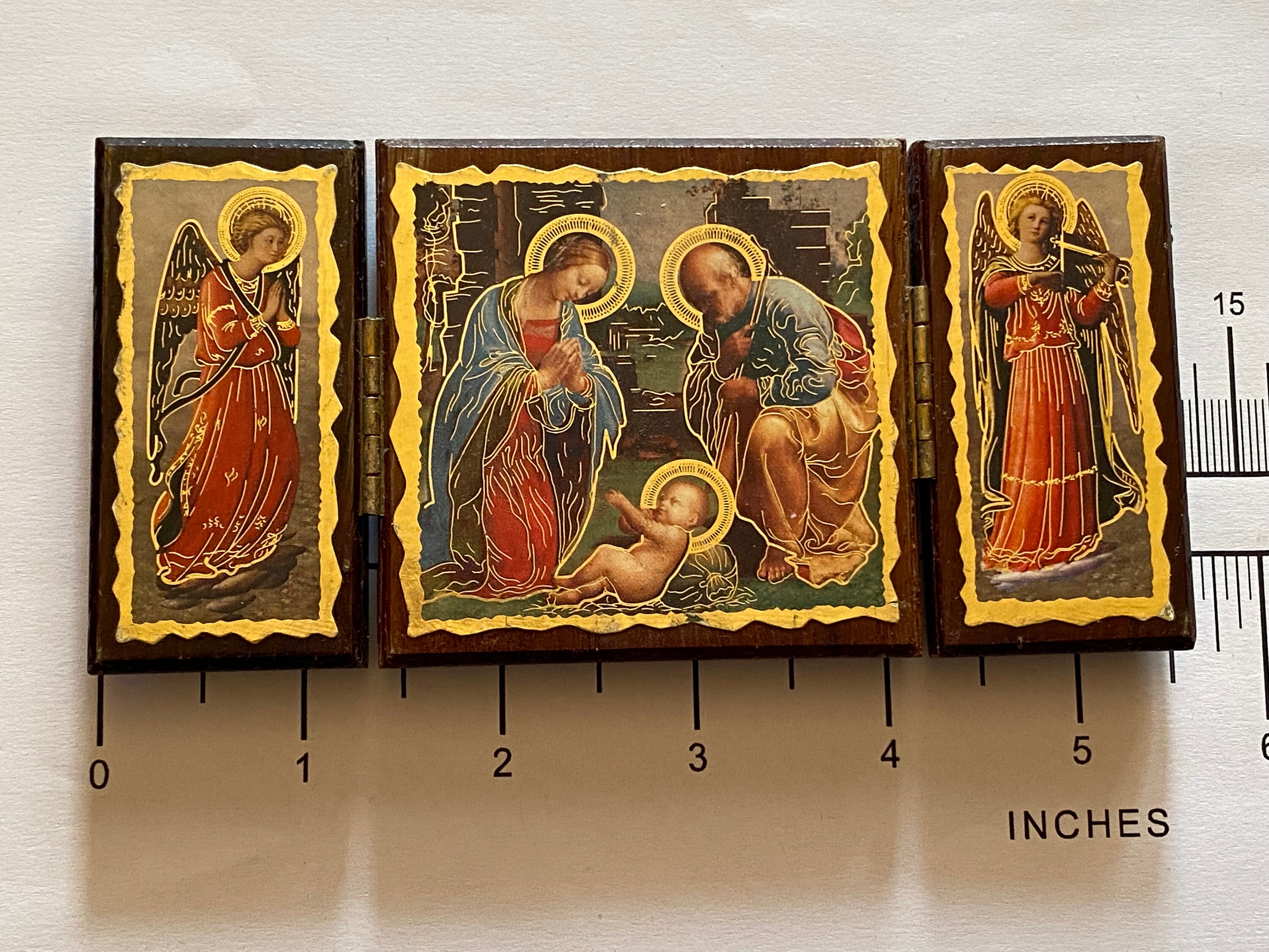 Vintage Holy Family Miniature Triptych Small Wooden Travel Altar Chapel - Etsy