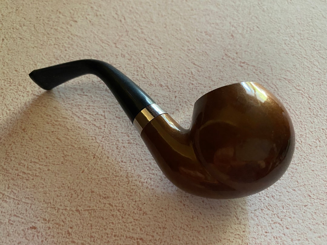 Vintage Tobacco Smoking Bent Pipe Wood With Metal Inner Bowl Pipe in ...
