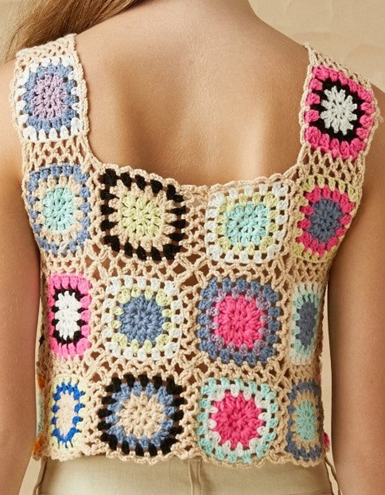 Granny Square Tank Top, Crochet Granny Square Top, Crochet Tank Top ...