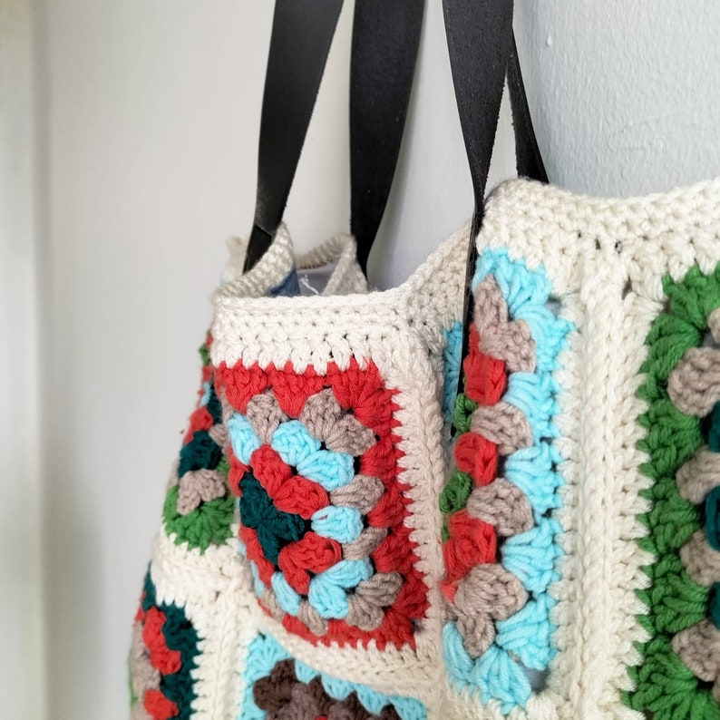 Crochet XL Tote Bag Granny Square Shoulder Bag Crochet - Etsy