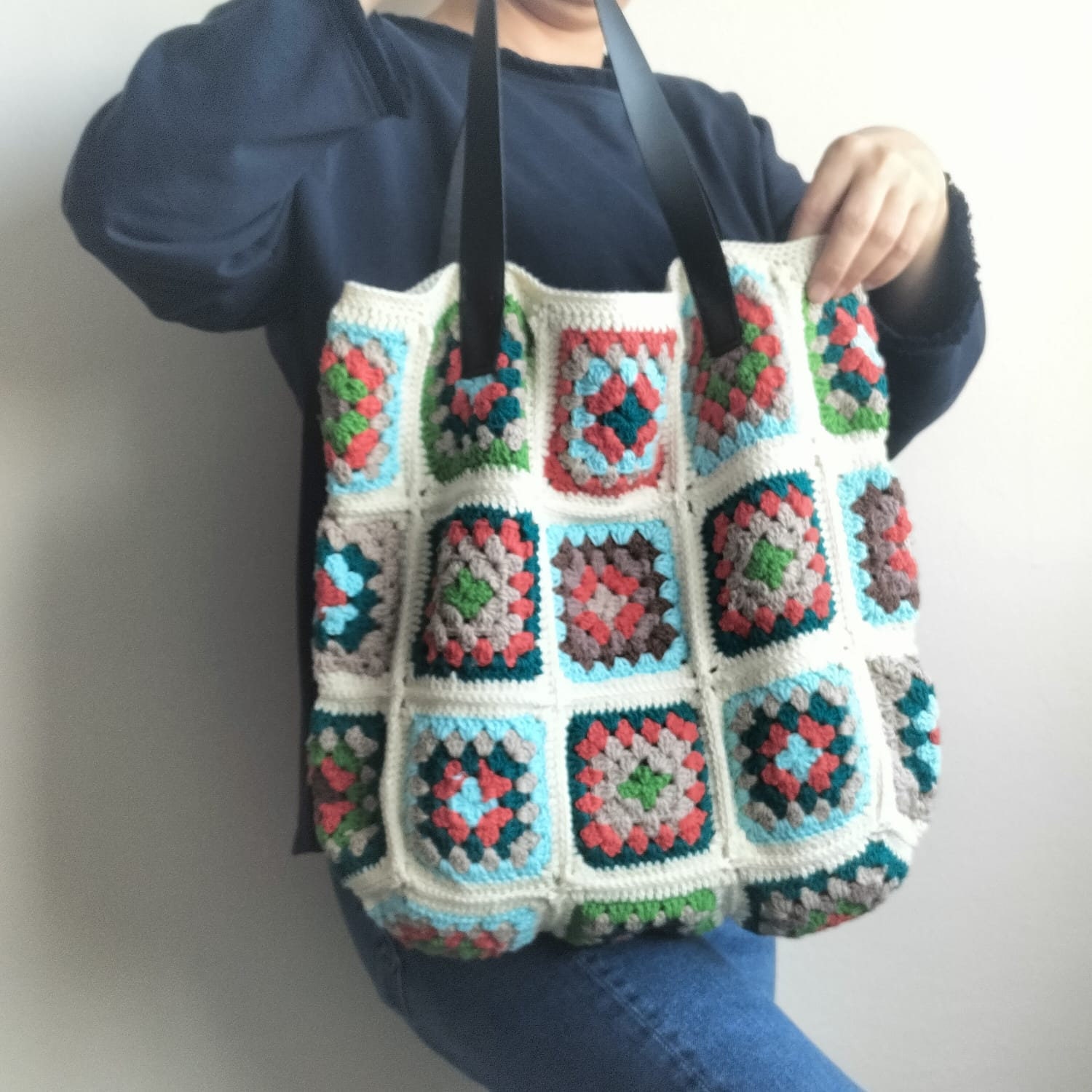Crochet XL Tote Bag Granny Square Shoulder Bag Crochet - Etsy
