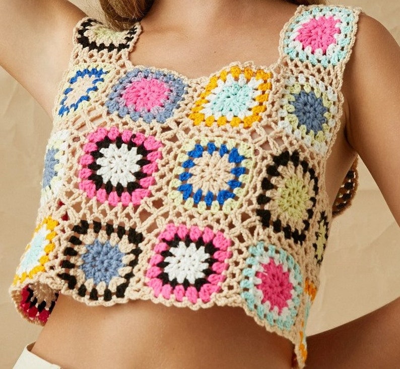 Granny Square Tank Top, Crochet Granny Square Top, Crochet Tank Top ...